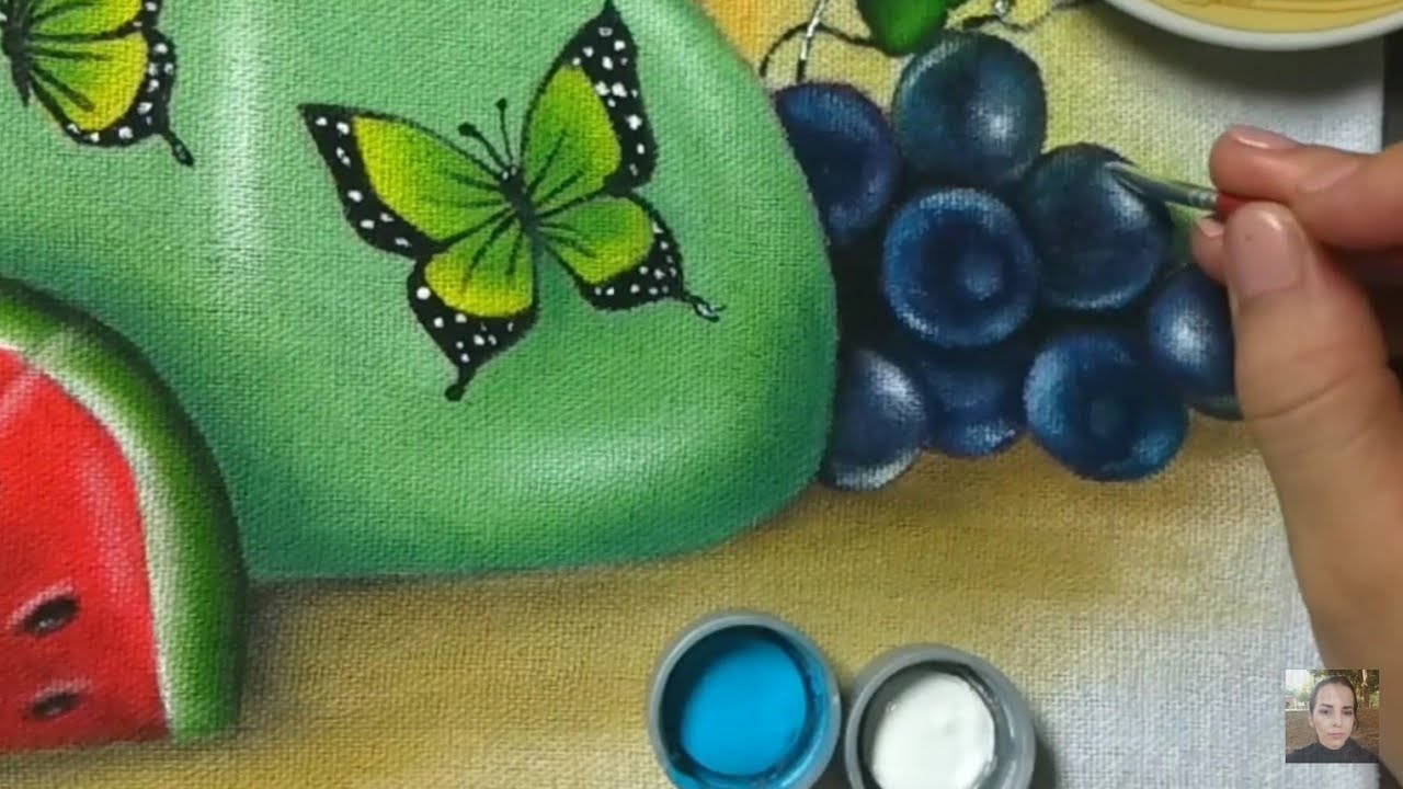 como pintar uvas escuras usando poucas cores, pintura de uvas em tecido ...
