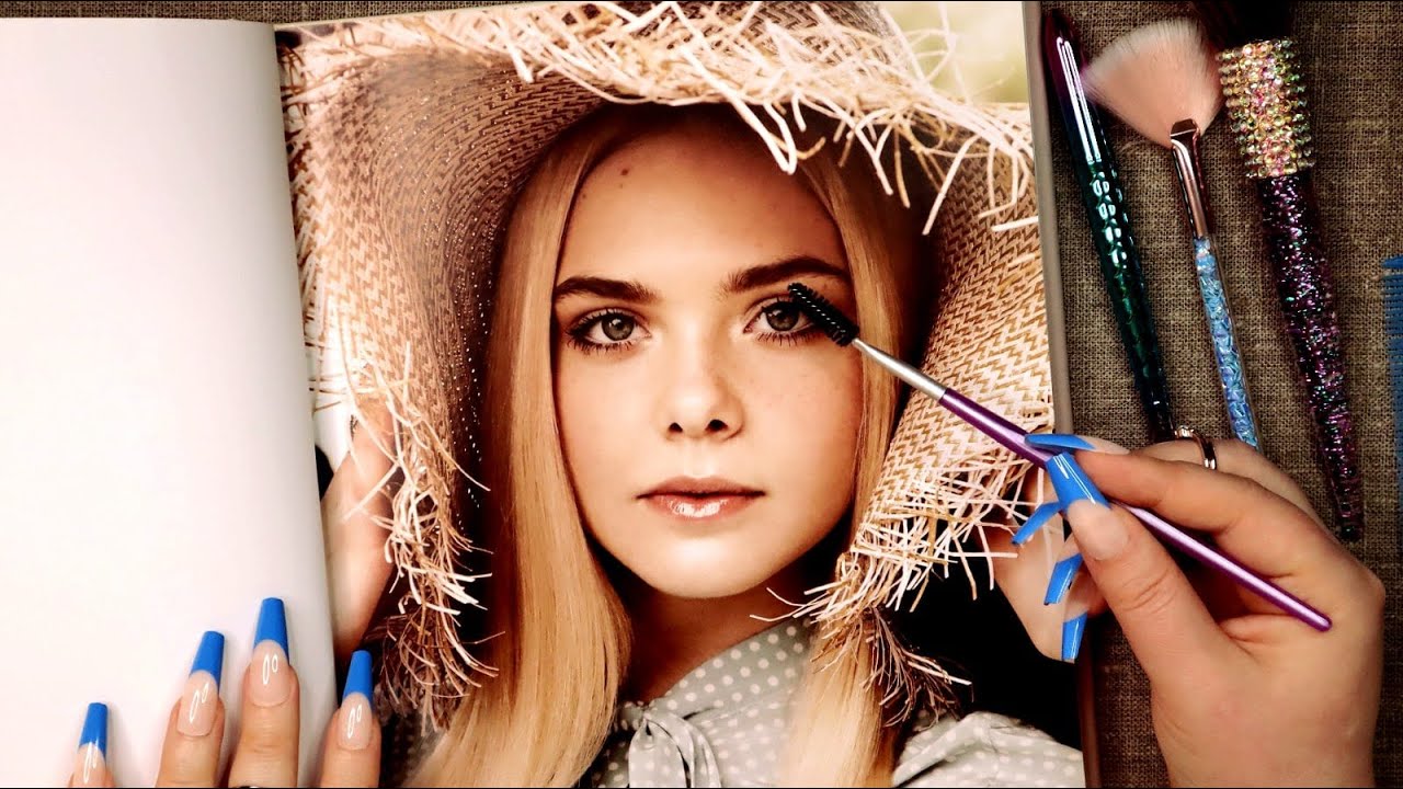 ASMR Book Triggers 📖 Face Tracing & Doing Make up to Celebrities Long ...