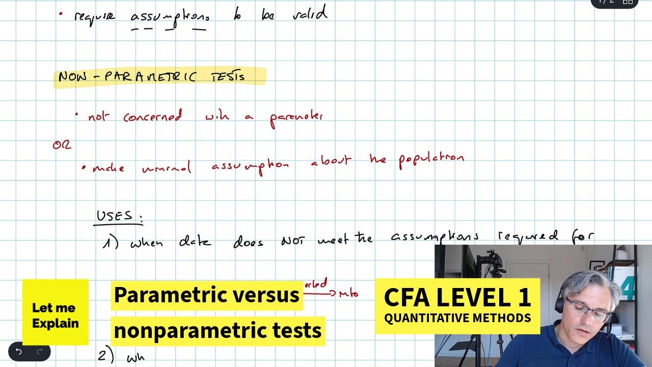 Parametric versus nonparametric tests (for the CFA Level 1 exam) - YouTube