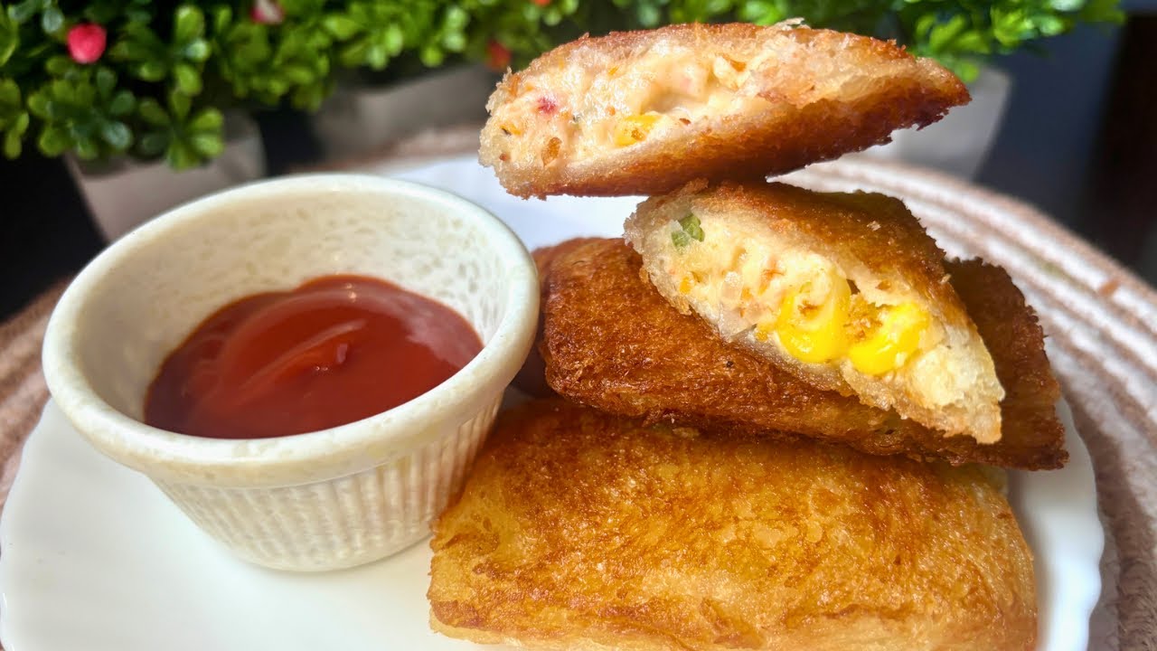 Crispy Bread Pocket Recipe | Cheese Bread Pockets recipe | Easy evening ...