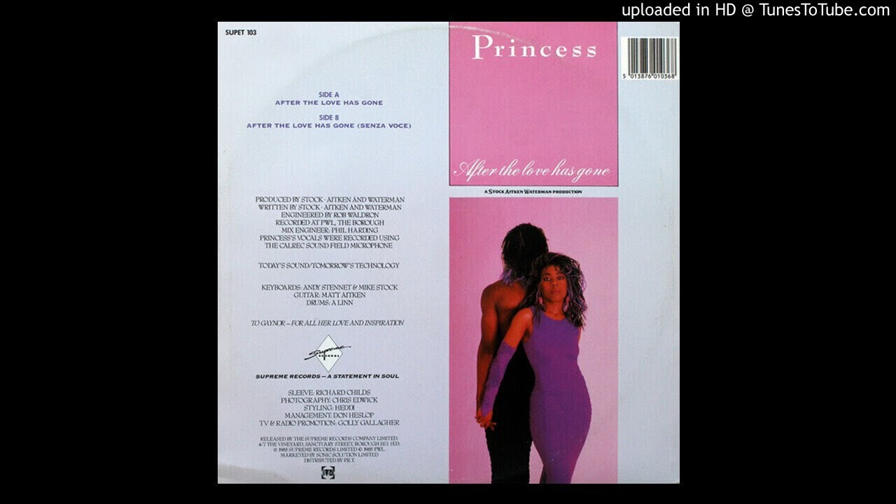 Princess - After The Love Has Gone (12'' Promo Version) - YouTube