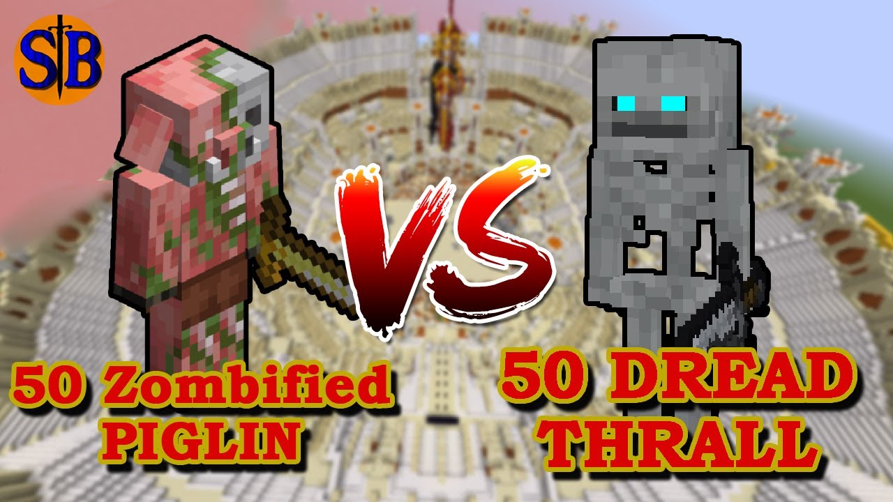 50 Zombified PIGLIN vs 50 DREAD Thrall | Minecraft Mobs Battle | Ice ...