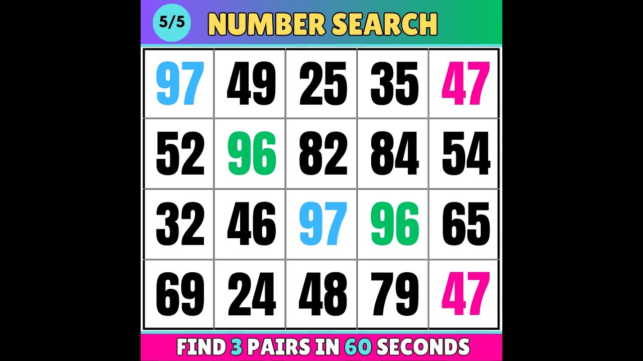 Ultimate Number Search Challenge! 🧠 Can You Find All the Hidden Numbers ...