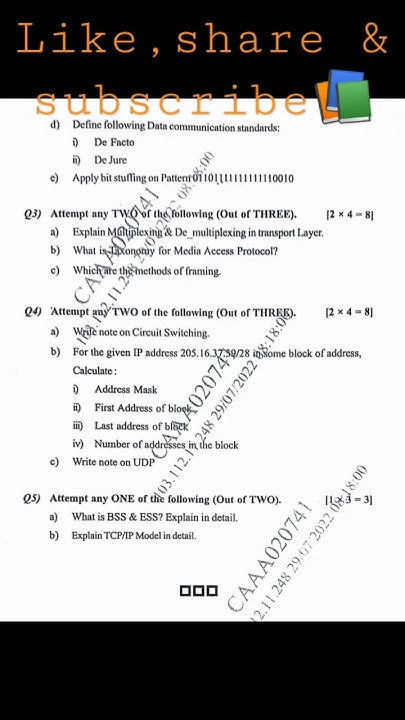 SY. B.Sc computer science _semester -4||Computer Network-1||Question paper||Sppu|| - YouTube