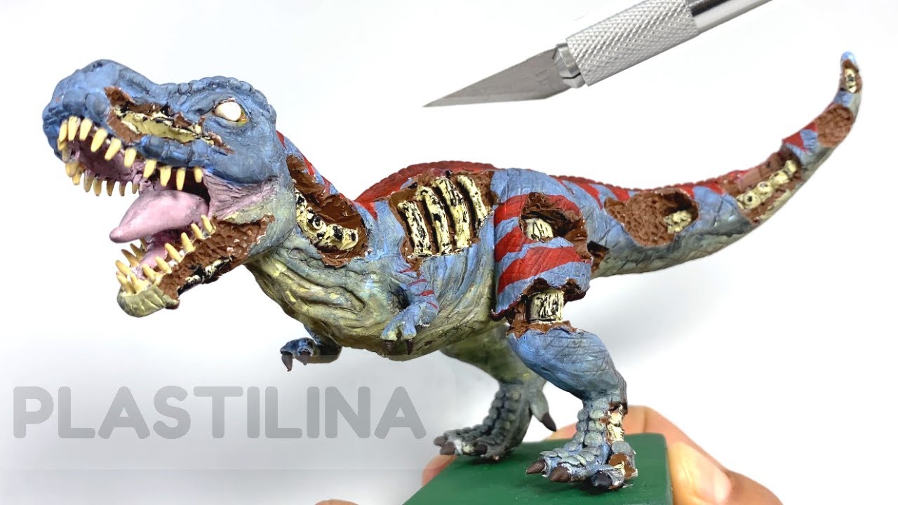 Como hacer un DINOSAURIO T-REX ZOMBIE de Plastilina paso a paso - Mi ...