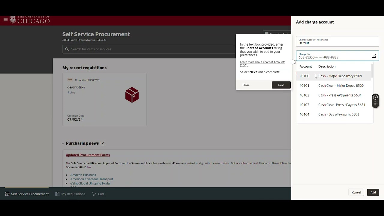 Setting Default Charge Account - YouTube