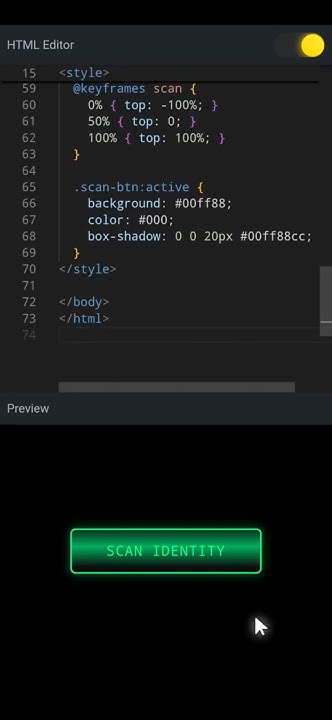 🧬 Identity Scan Button Ui Futuristic Hacker Style Html Css Coding