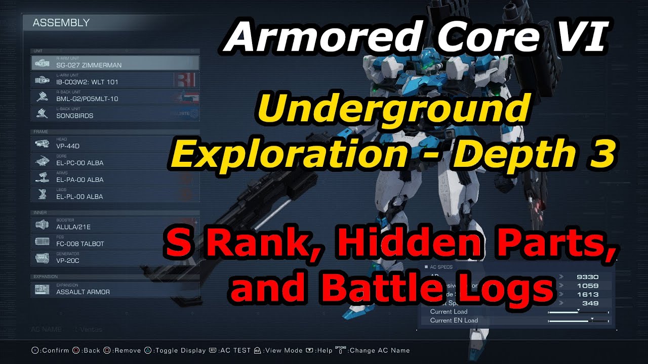 Armored Core (6 S Rank, Hidden Parts, and Battle Logs) Underground ...