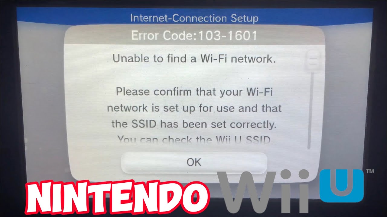 Nintendo Wii U Error Code 103 1601 YouTube