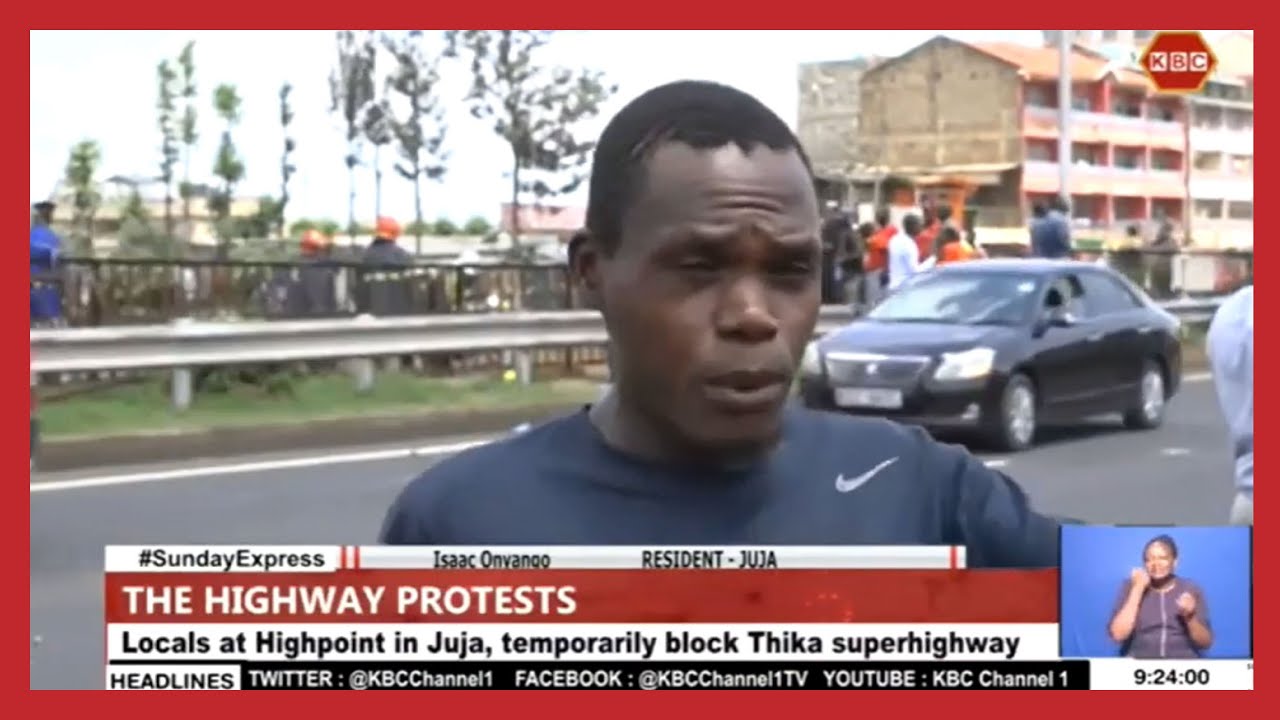 Locals at Highpoint, Juja, temporarily block Thika superhighway - YouTube
