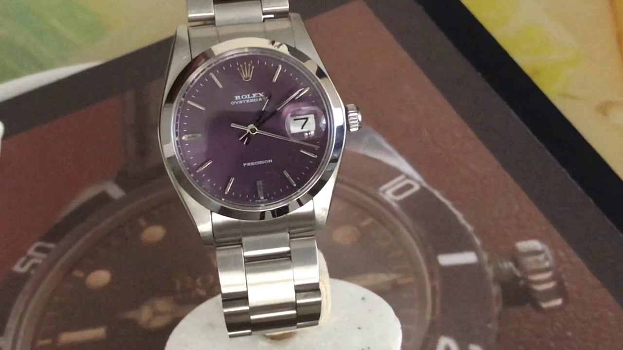 Rolex Oysterdate Model 6694 Dark Maroon Dial - YouTube