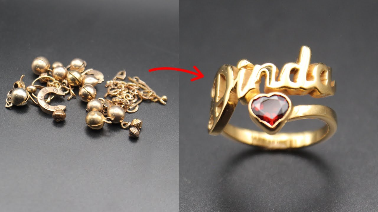 initial rings - I made a name ring from broken gold - YouTube