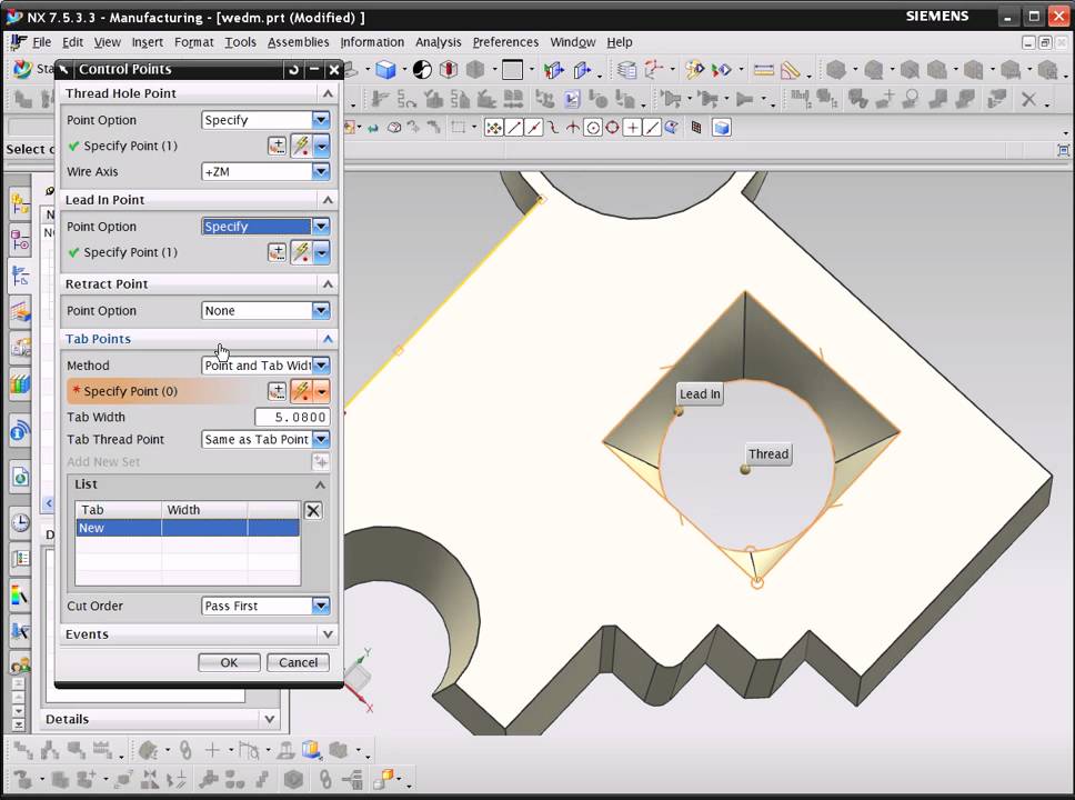 NX 7.5 wire edm internal trim - YouTube