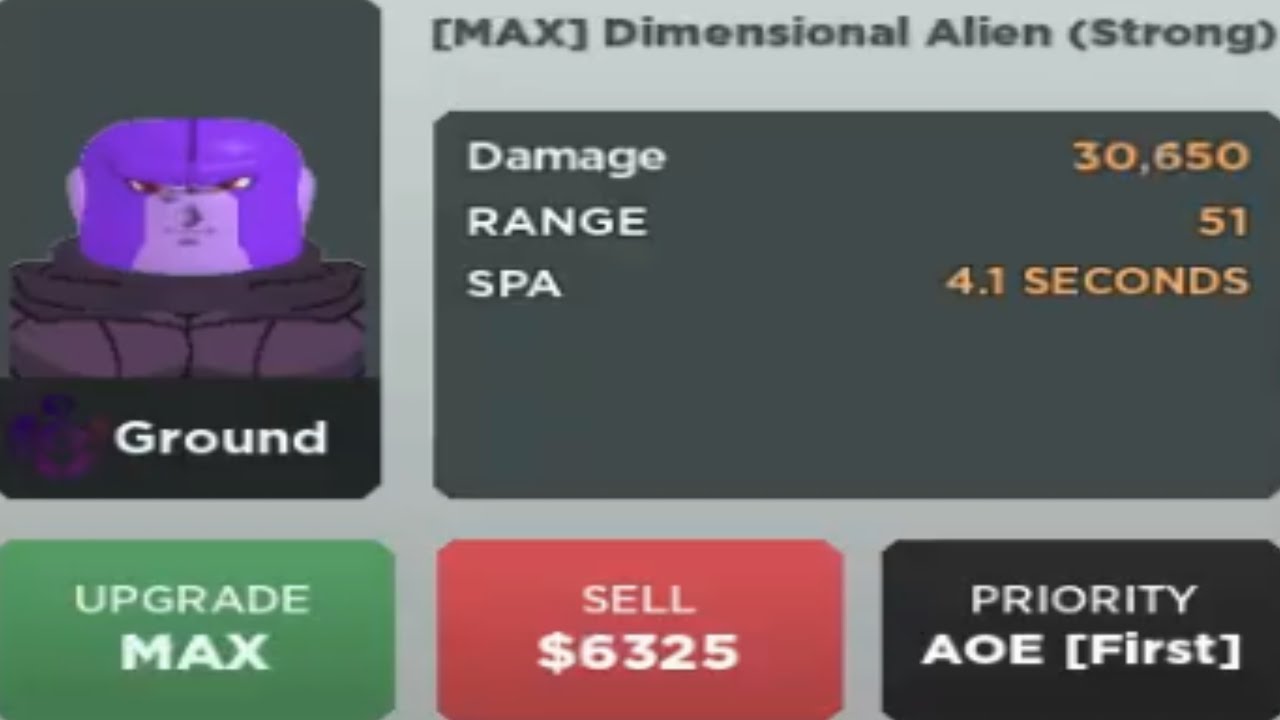 ASTD [MAX] Dimensional Alien 6 Star (Strong) SHOWCASE | All Star Tower ...