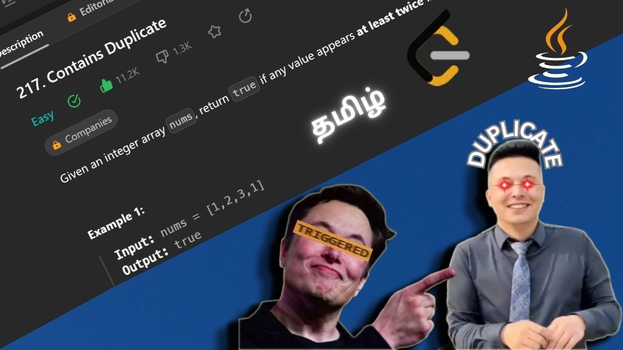 217 Contains Duplicate Explained Tamil Leetcode Java Youtube 