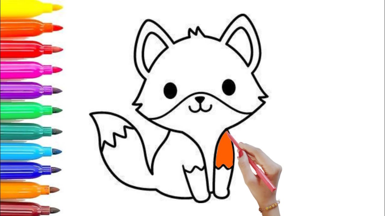 drawing and coloring fox , how to draw a fox step by step, fox drawing ...