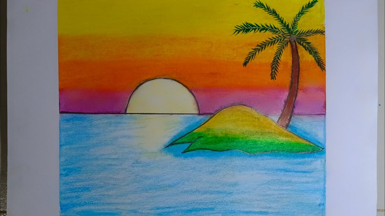 How to draw a simple scenery || Scenery drawing || Drawing tutorial ...
