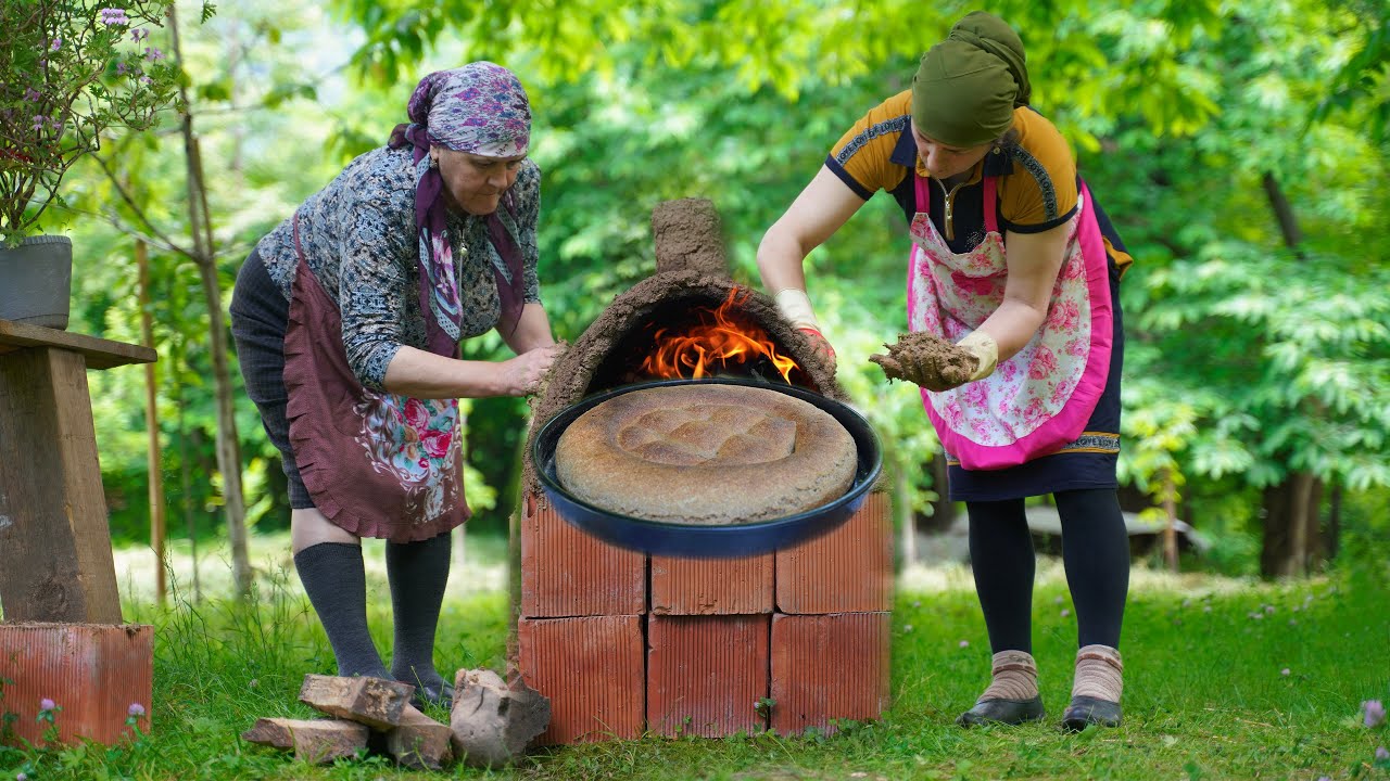 How to make a mud oven in the village? - We baked black bread - YouTube