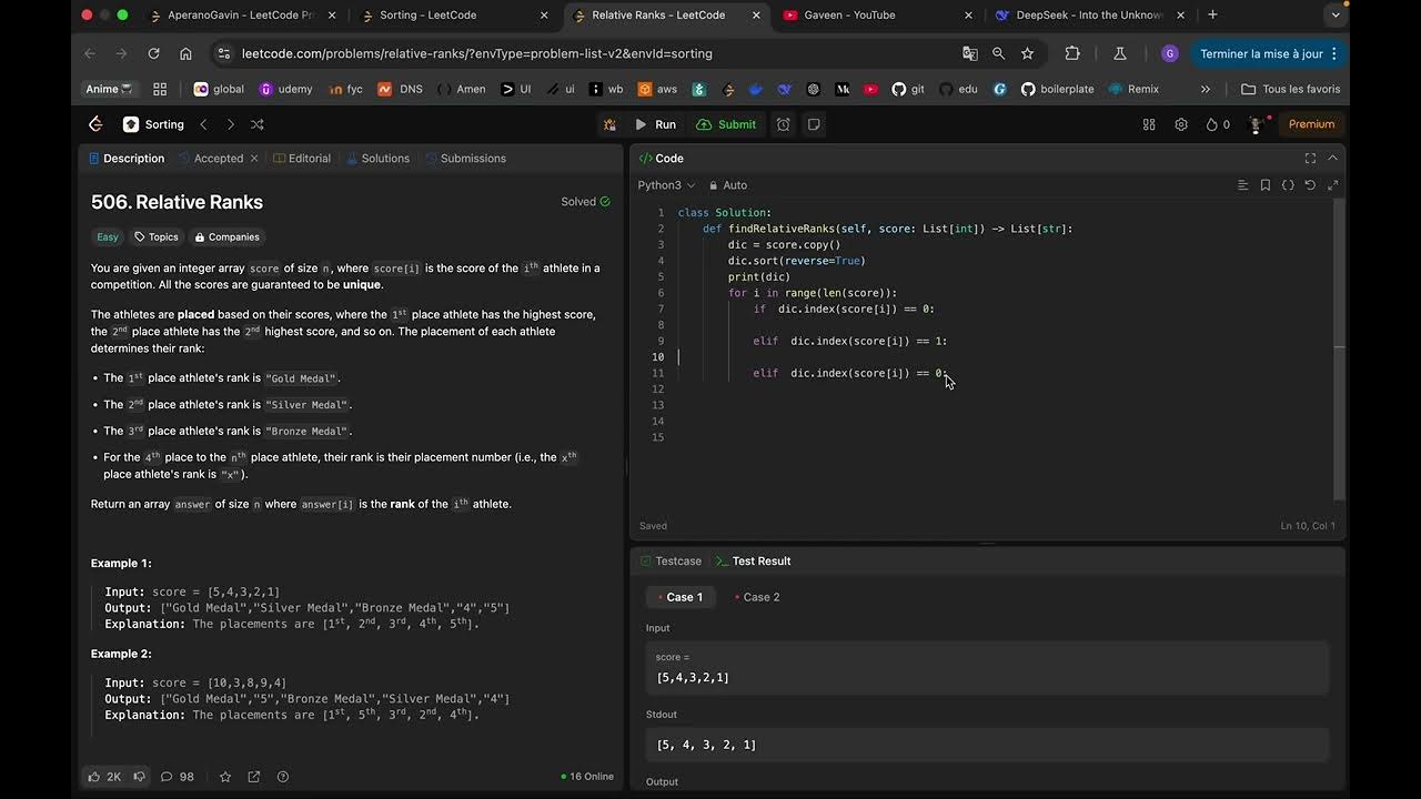 506. Relative Ranks , easy leetcode solution - YouTube