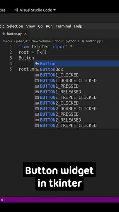 Button Widget In Tkinter Python Shorts Python Pythonprogramming