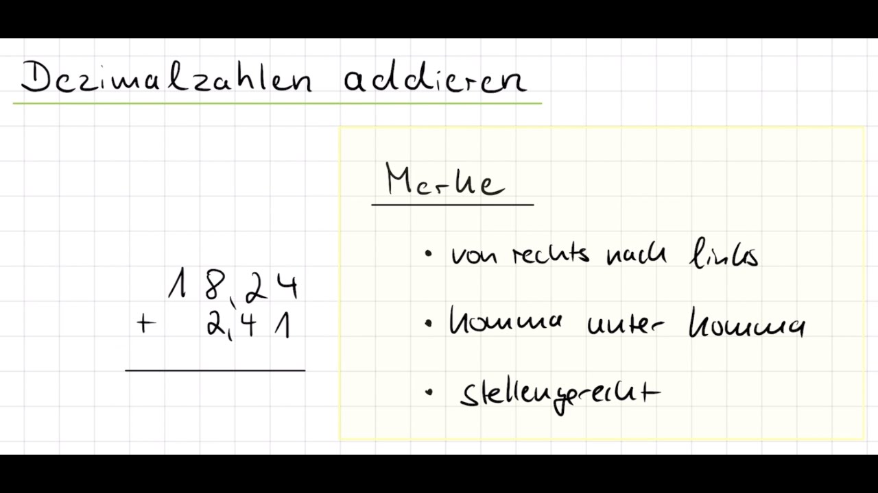 Dezimalzahlen Addieren Dezimalbr che Addieren YouTube Dezimalzahlen Addieren Dezimalbr che Addieren YouTube