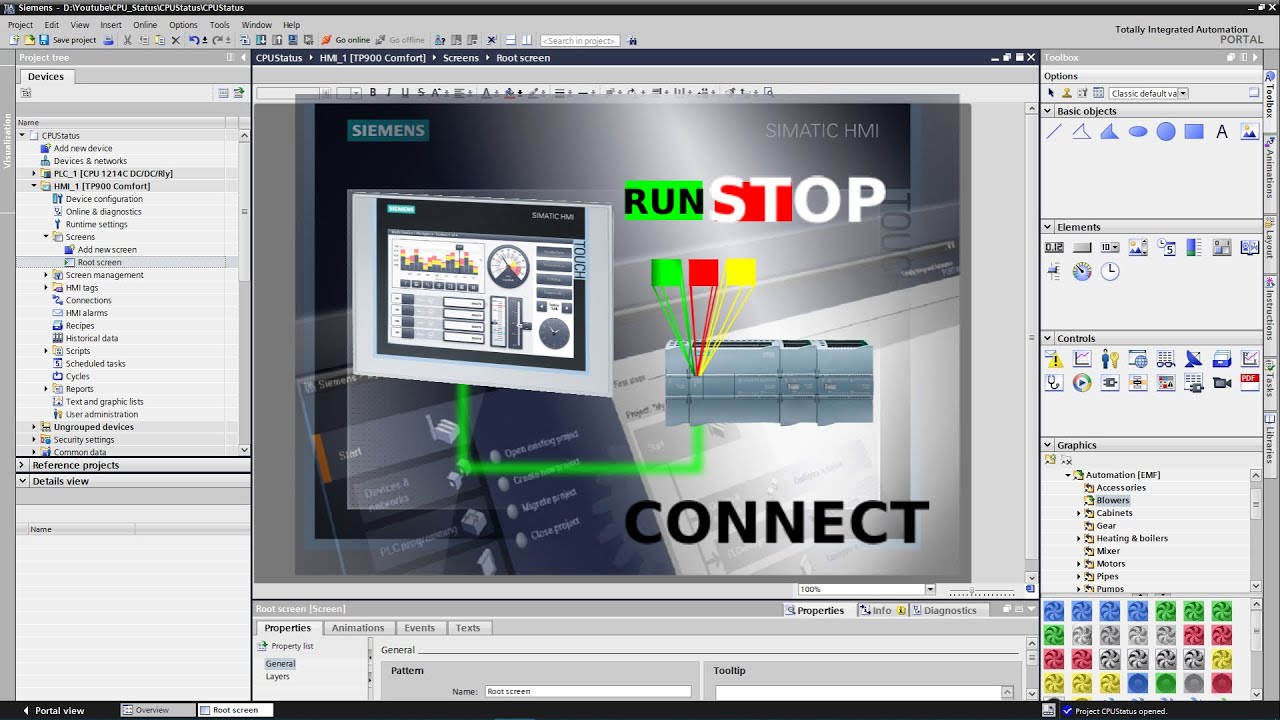TIA WinCC Advanced: Set mode of CPU S7-1200/S7-1500 to RUN/STOP ...
