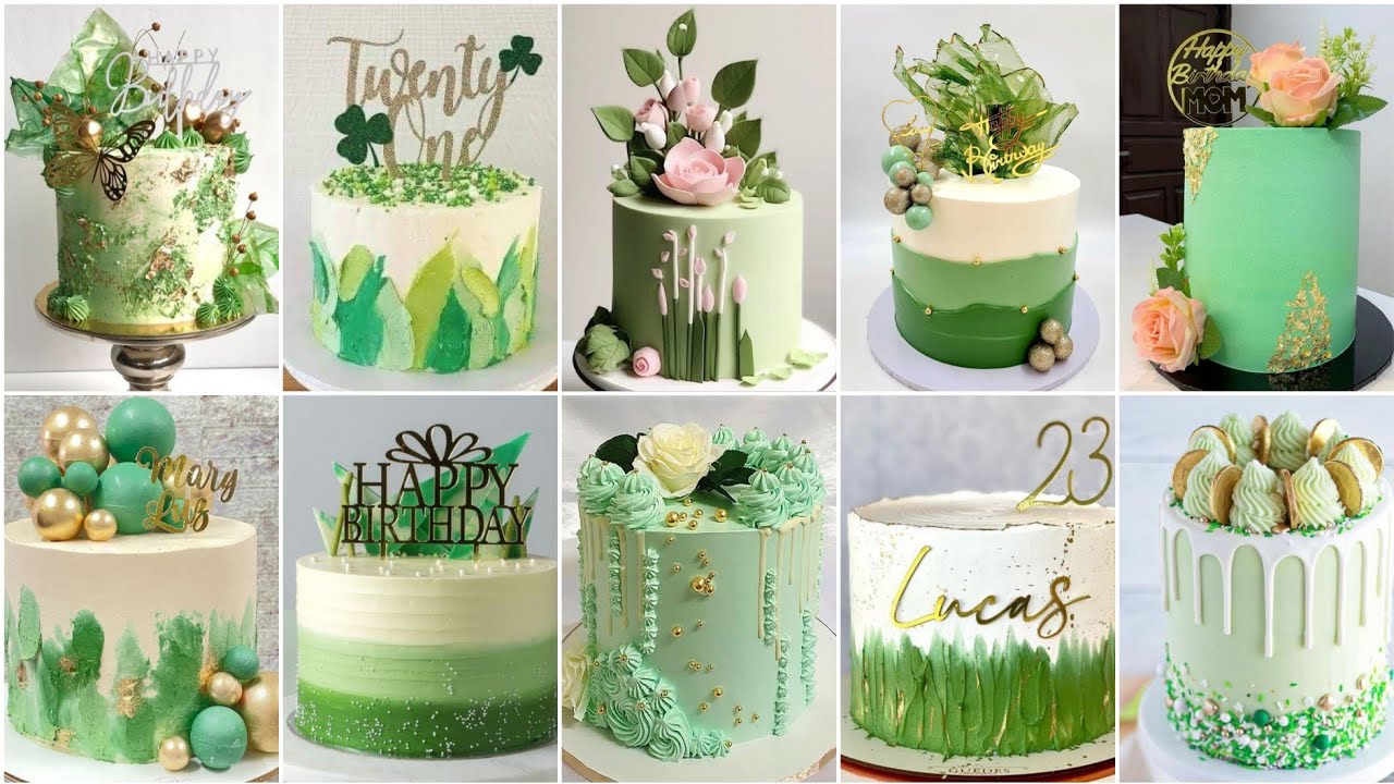 🎉💯💚latest green colour cake designs 2024/birthday cake/cake decorating ...