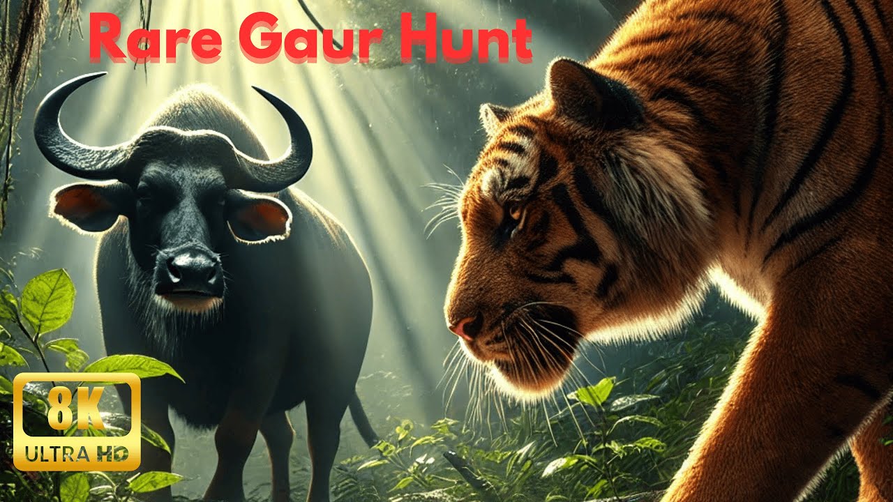 Tiger Takes Down Gaur: A Battle for Survival | #Wildlife #Nature - YouTube