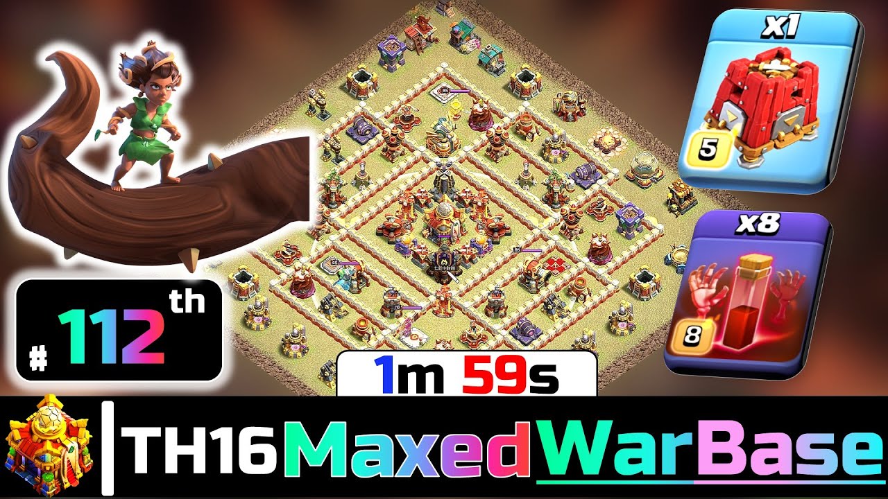 *New* TH16 WAR BASE gets done with ROOT RIDER & Valkyrie - Gameplay ...