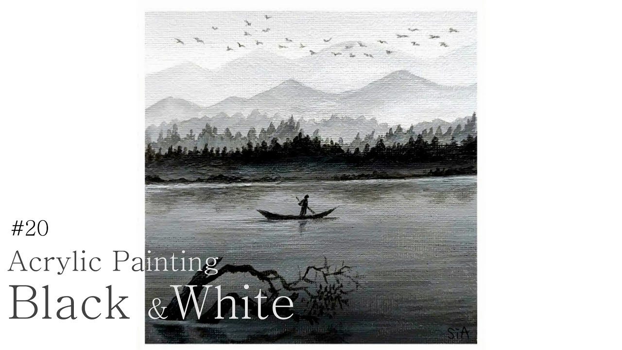 Black & White / Acrylics / Step by Step / Acrylic Painting #20 - YouTube