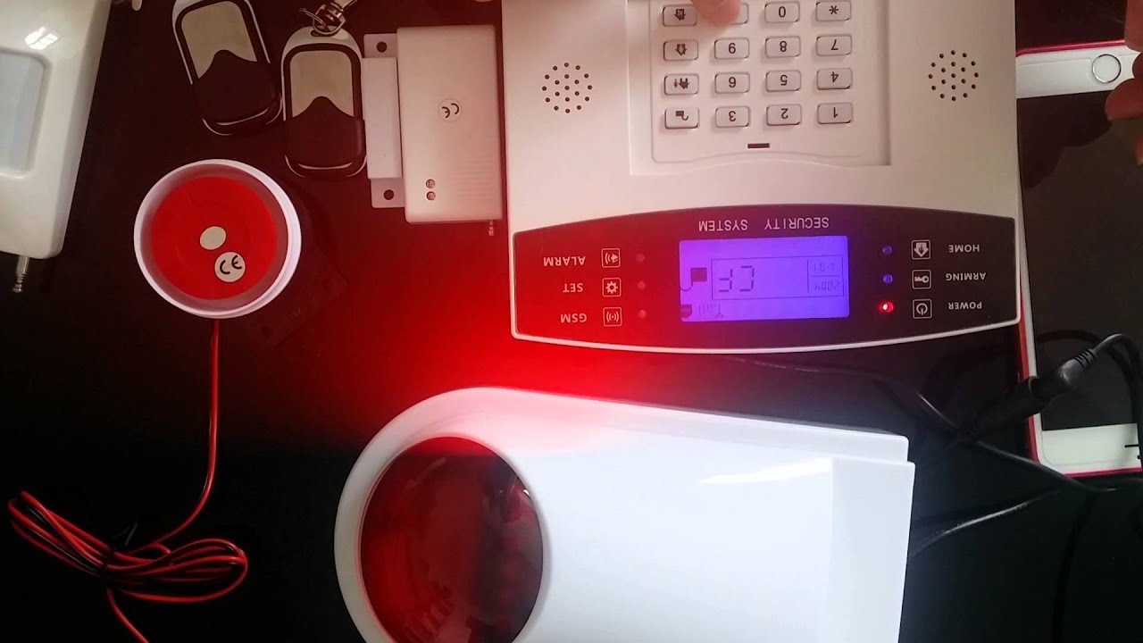 cheapest and reliable LCD app controlling gsm alarm system adding siren ...