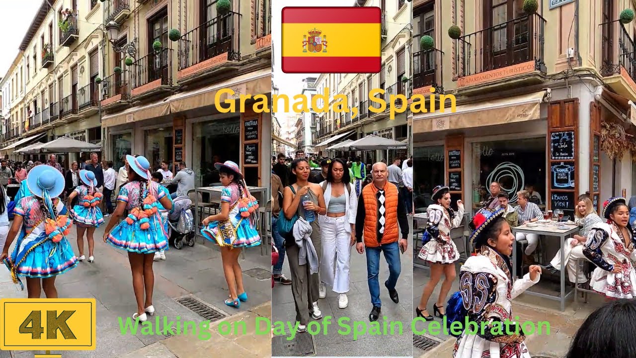 Walking Tour Granada, Spain 4K || Virtual Tour Celebrating Day of Spain ...