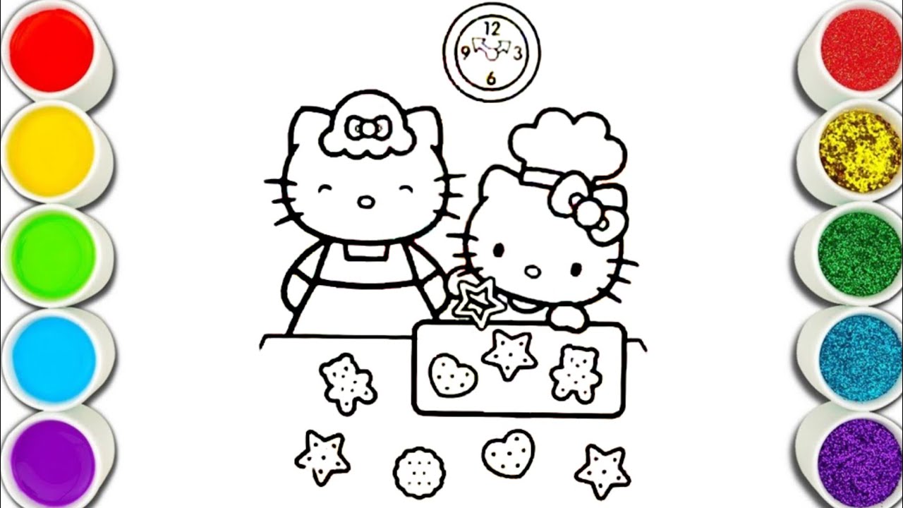 easy rainbow colours in hello kitties 🐈drawing and colouring for kids ...