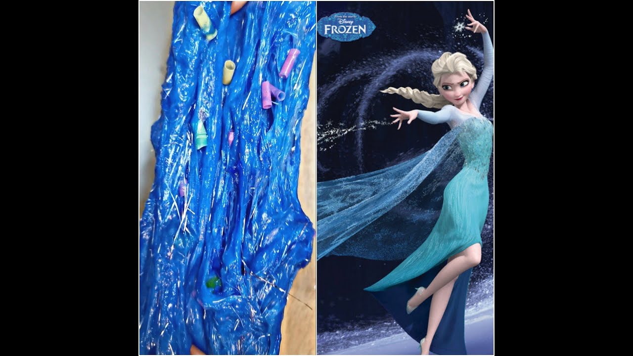 Blue Frozen Slime by Elsa With Pompoms and more #15 - YouTube