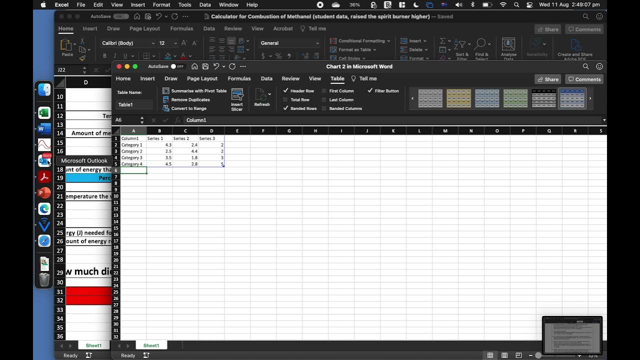 Creating a bar graph to show percentage accuracy from Microsoft Word ...