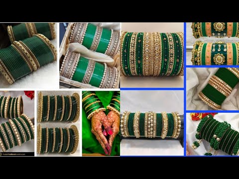 trendy green bangles designs 😍 mehndi special green chuda design ...