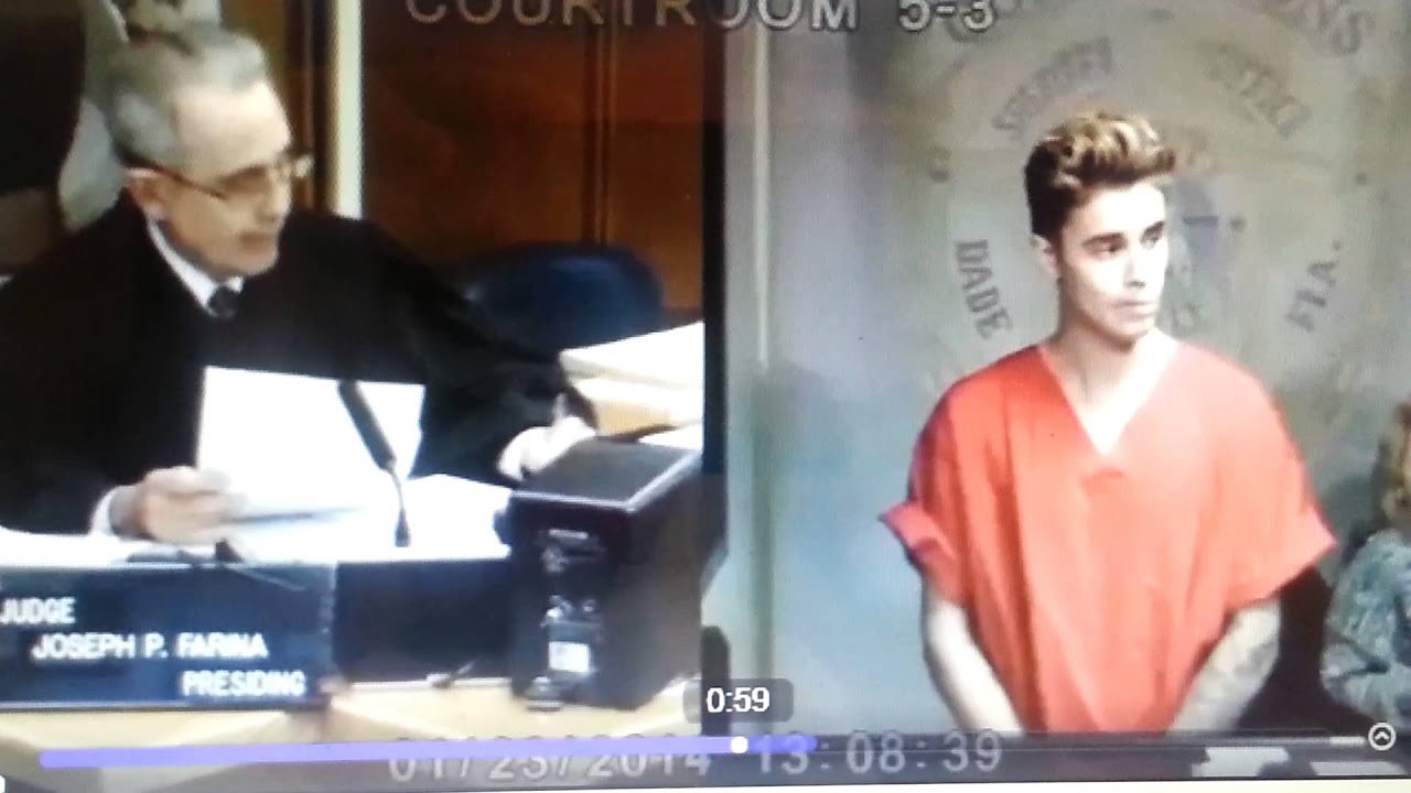 Justin Bieber Court Appearance/Bond Hearing 2500 bond - YouTube