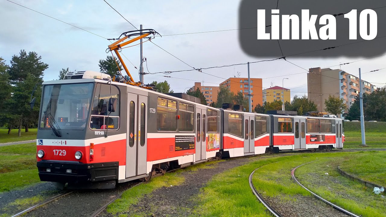 Linka 10 Brno -- Ečerova - Geislerova [ČKD Tatra KT8D5N] [Tram Cab View ...