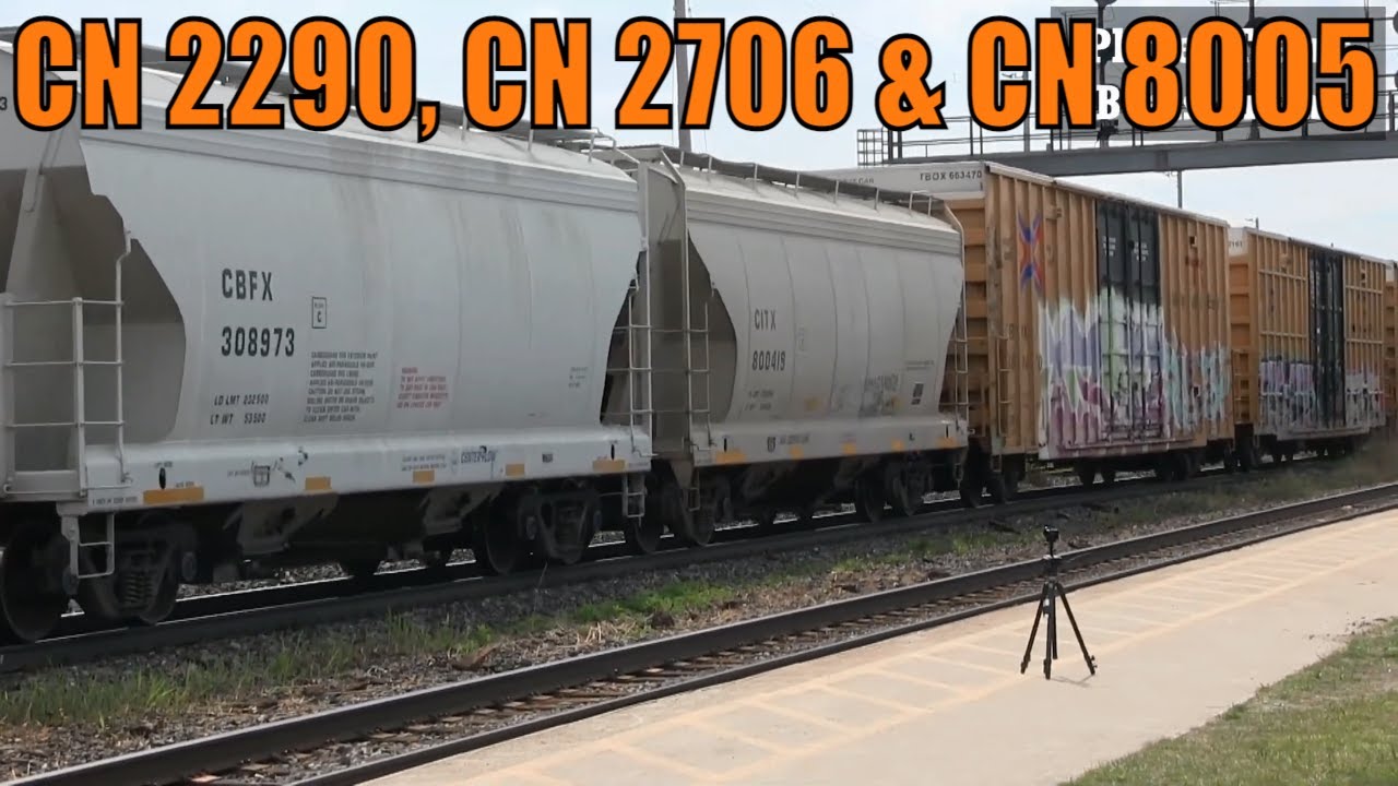 CN 2290, CN 2706 & CN 8005 Engines Manifest Train Eastbound - YouTube