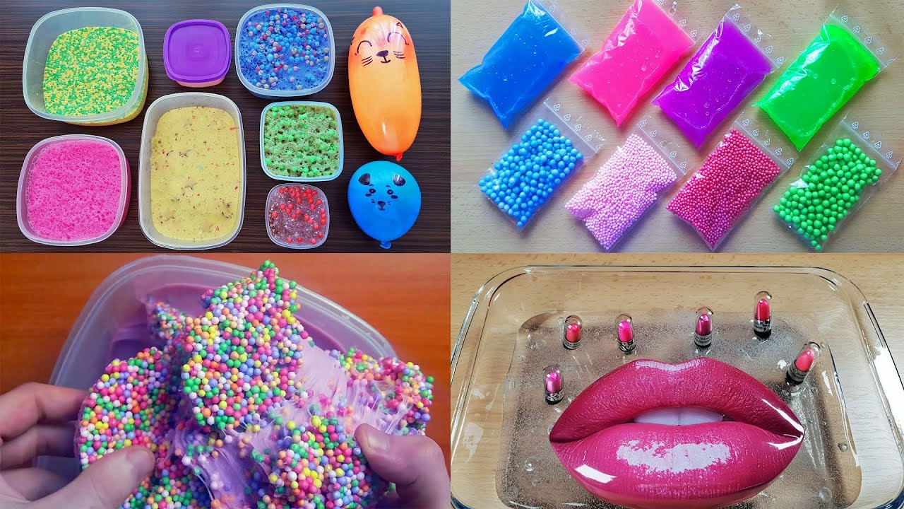 Slime Satisfying Mix - Crunchy Fluffy Makeup Mixing - Relaxing video ...