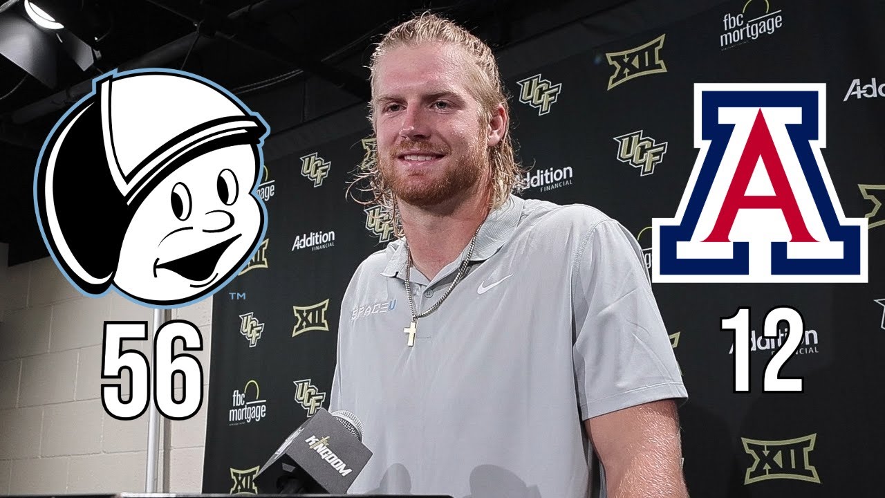 UCF 56, Arizona 12 - LB Ethan Barr Press Conference ⚔️🏈 - YouTube