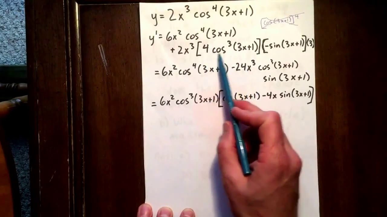 trig derivative: product rule and chain rule - YouTube