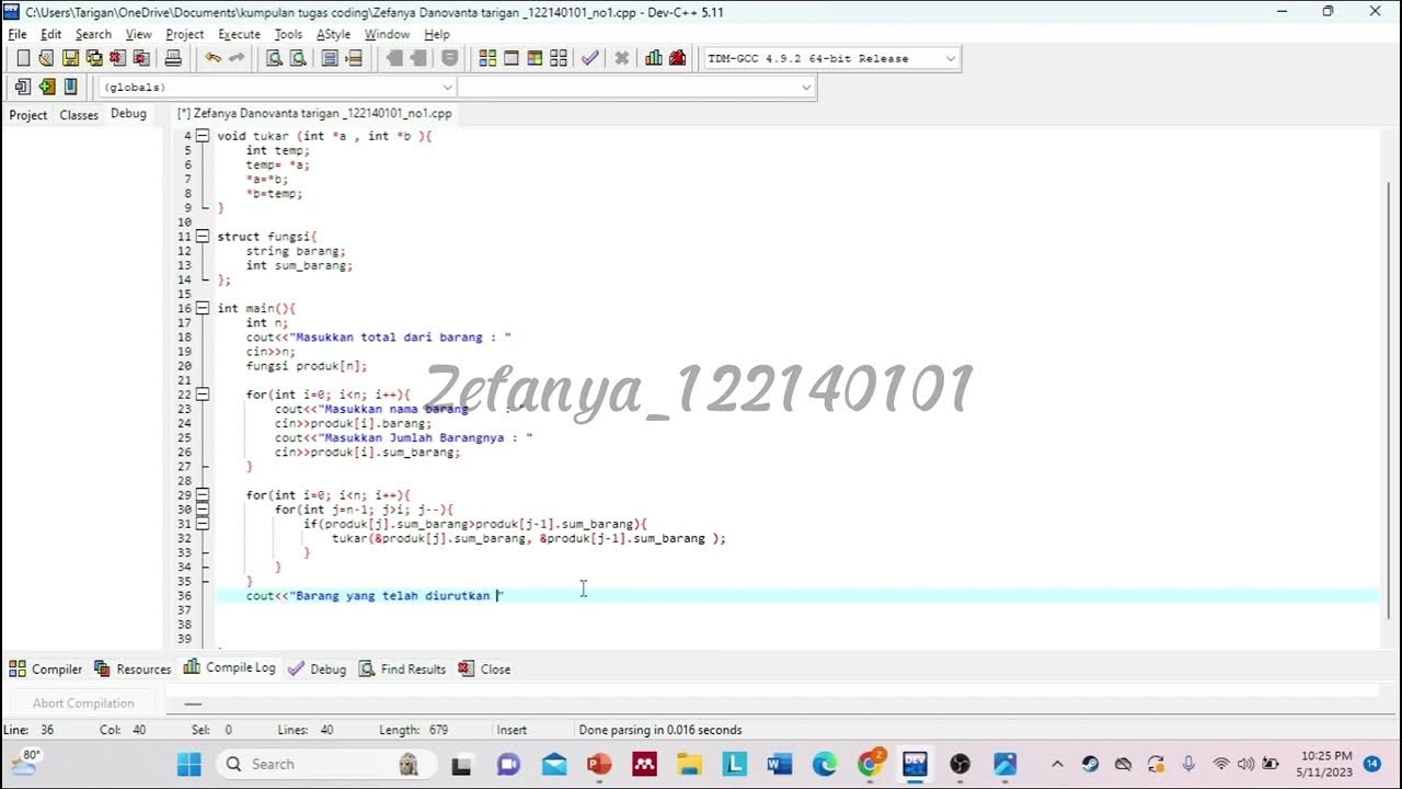 PENJELASAN CODE DARI SOAL TENTANG BUBBLE SORT - YouTube