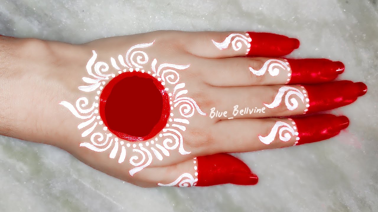 Easy Decorated Alta Design For Hand | Alta Design For Durgapuja, Diwali ...