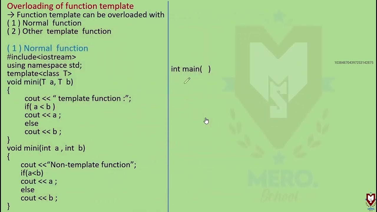 4. Overloading of Function Template with Normal Function - YouTube