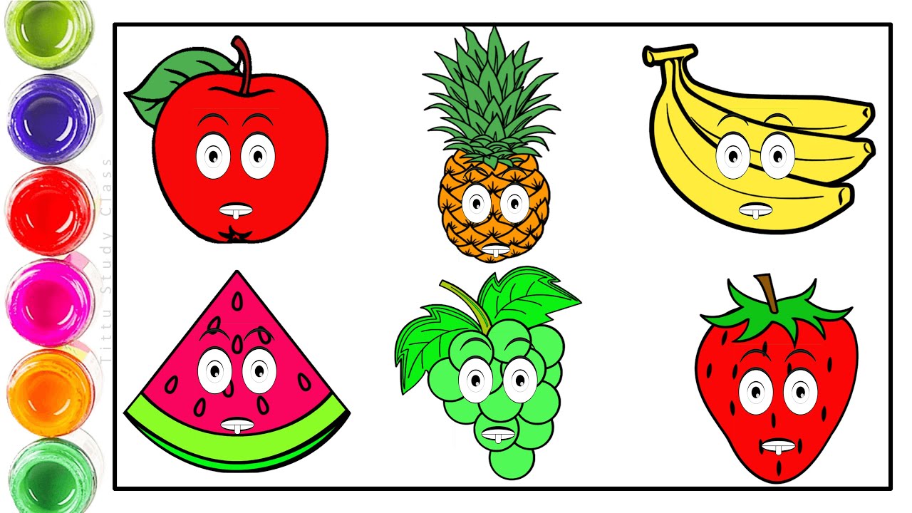 learn colors names with fruits painting for toddlers | colours name in ...
