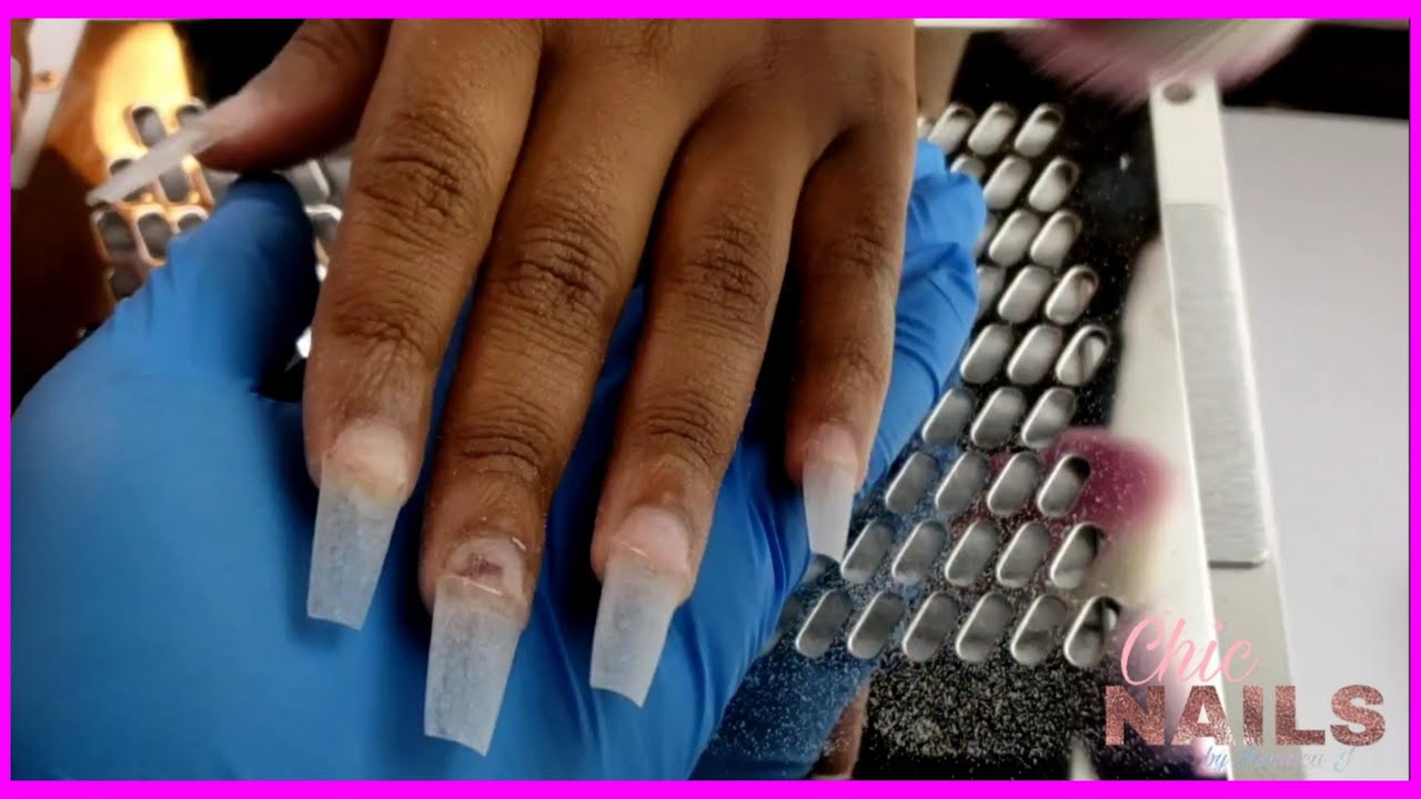 PERFECT TAPERED SQUARE SHAPE|HOW TO SHAPE ACRYLIC NAILS|ACRYLIC NAIL ...