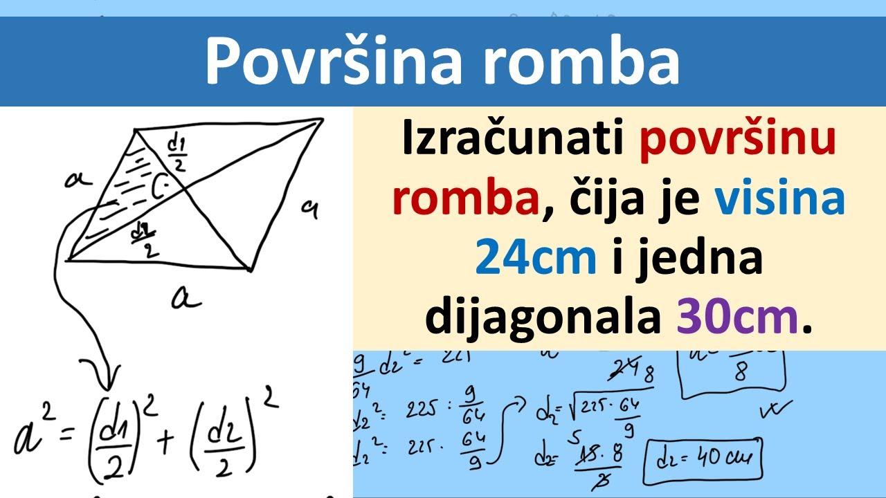 Površina romba teži zadatak - YouTube