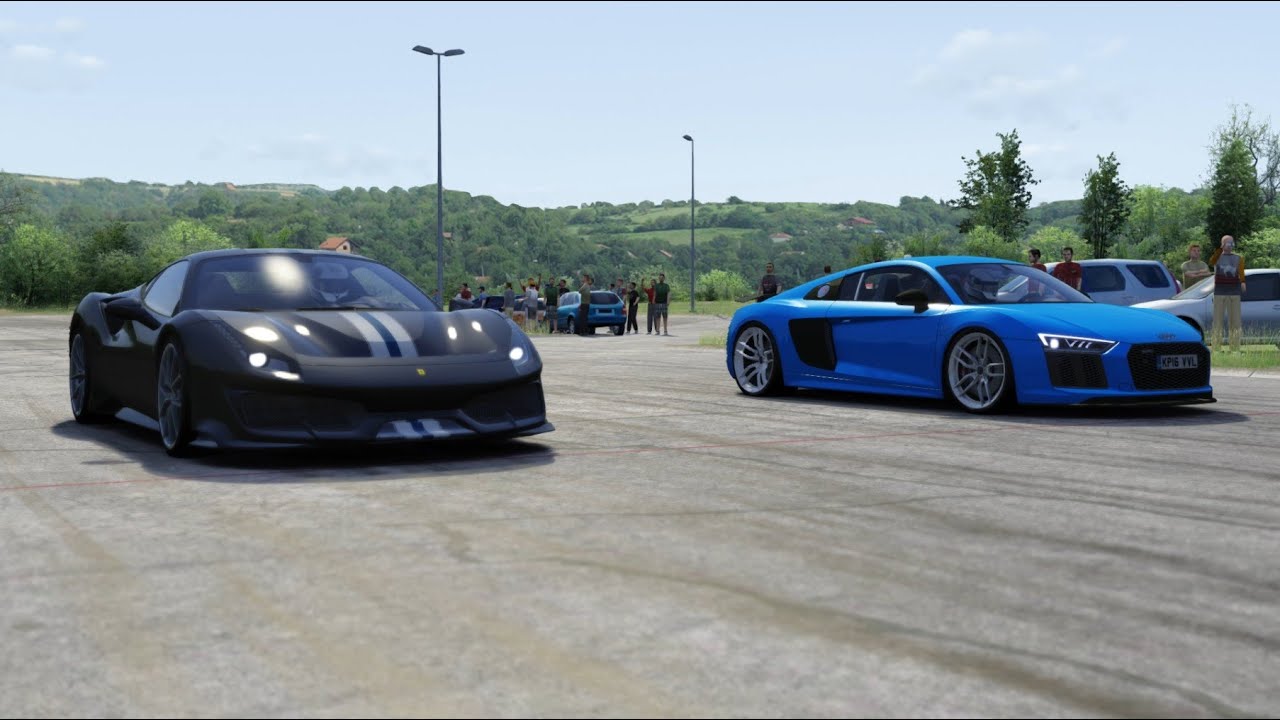 Ferrari 488 Pista vs Audi R8 V10 | Drag at Miseluk - YouTube