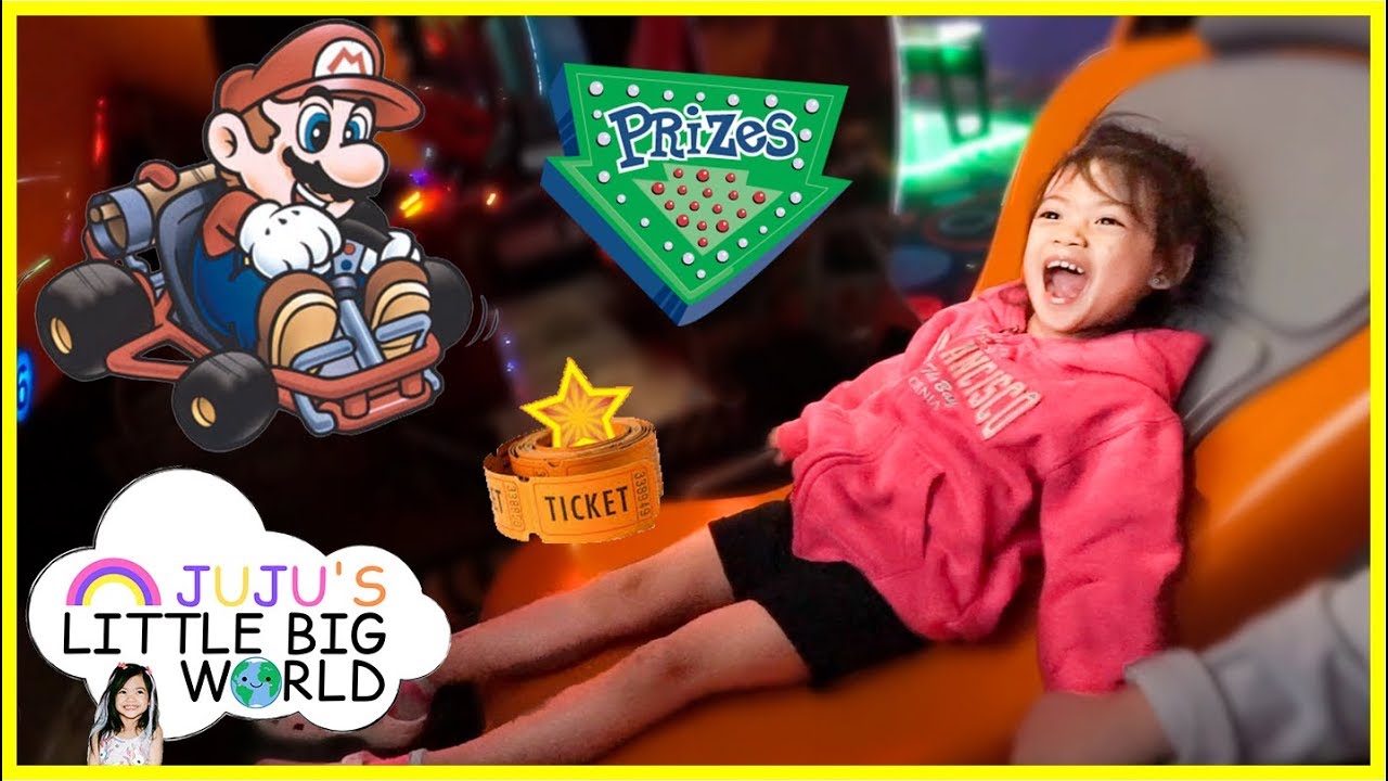 Juju Rides an Arcade Rollercoaster at Round 1 - YouTube